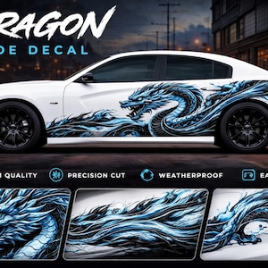 Arctic Dragon Car Decal — Ice-crystal Side Sticker Wrap for SUV & Truck ...