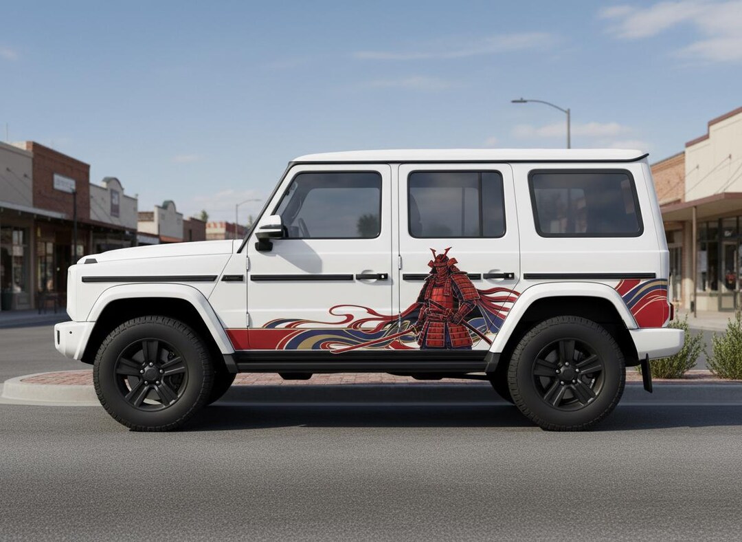 Vermilion Samurai Car Decal - Kabuto Side Sticker Wrap for SUV & Truck ...