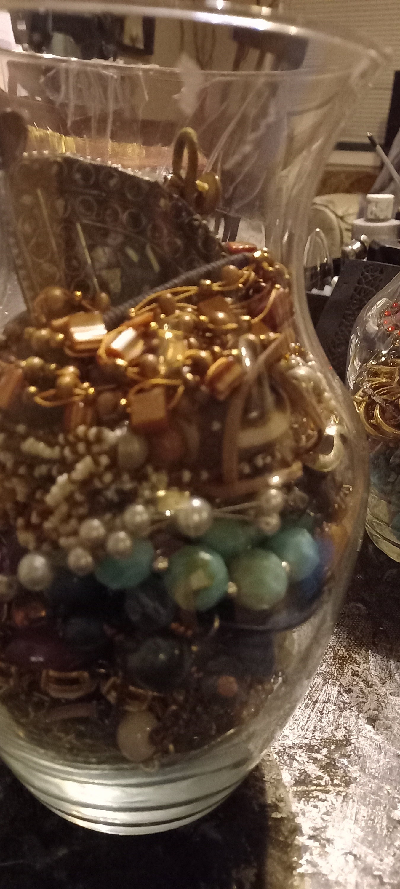 Jewelry Jars With Assortment of Random Vintage Costume Jewelry, Random ...