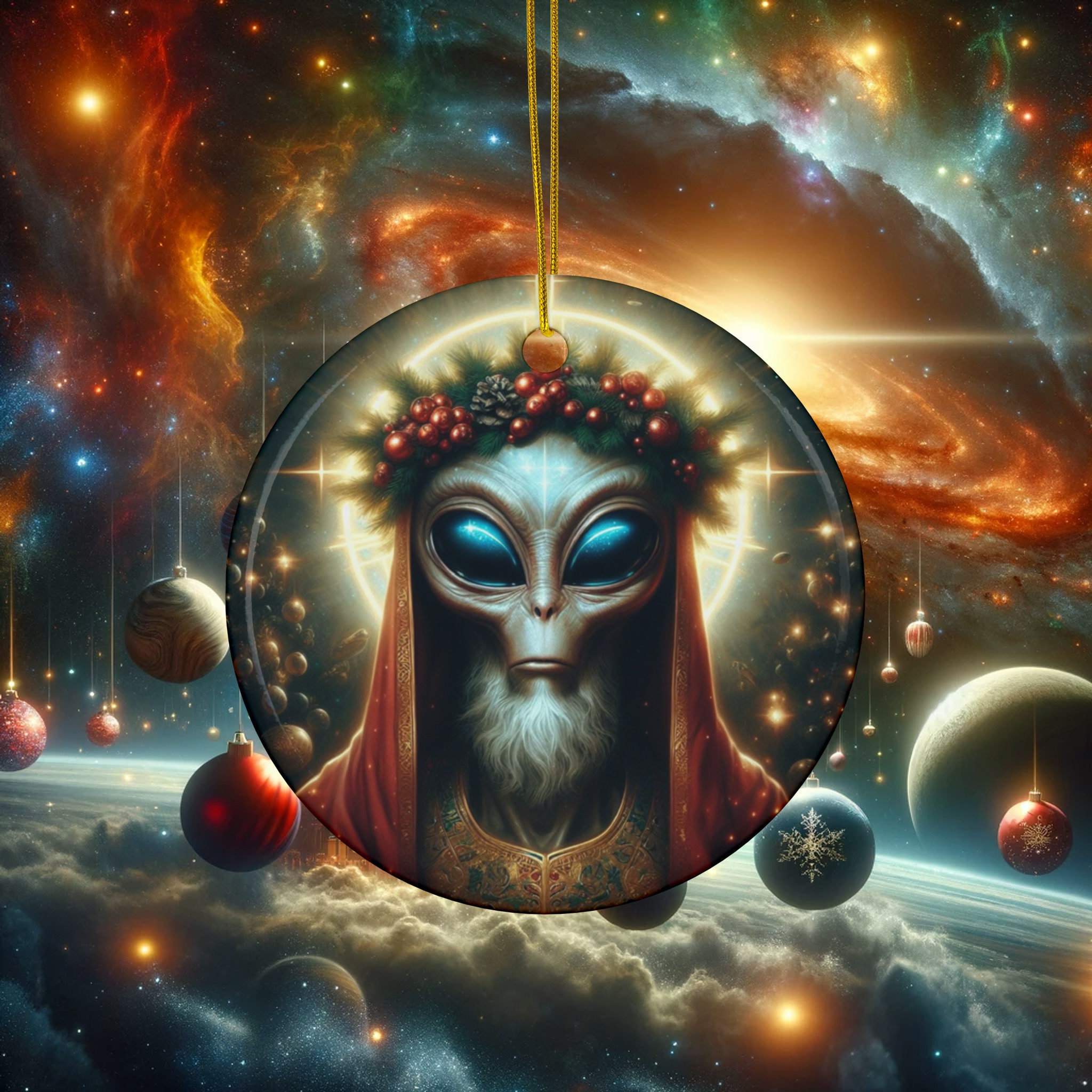 Alien Christmas Ornament two-sided Print Not Just One-side - Etsy