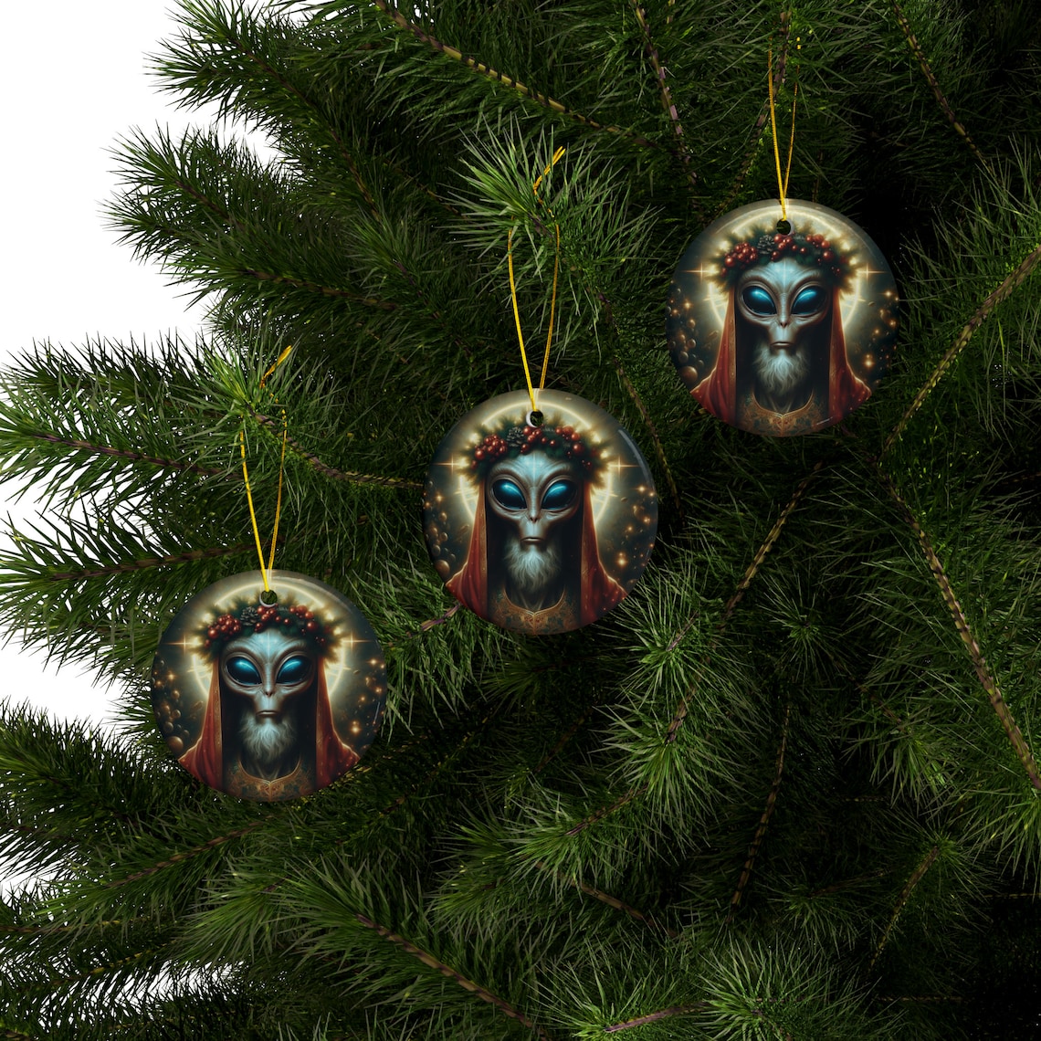 Alien Christmas Ornament two-sided Print Not Just One-side - Etsy