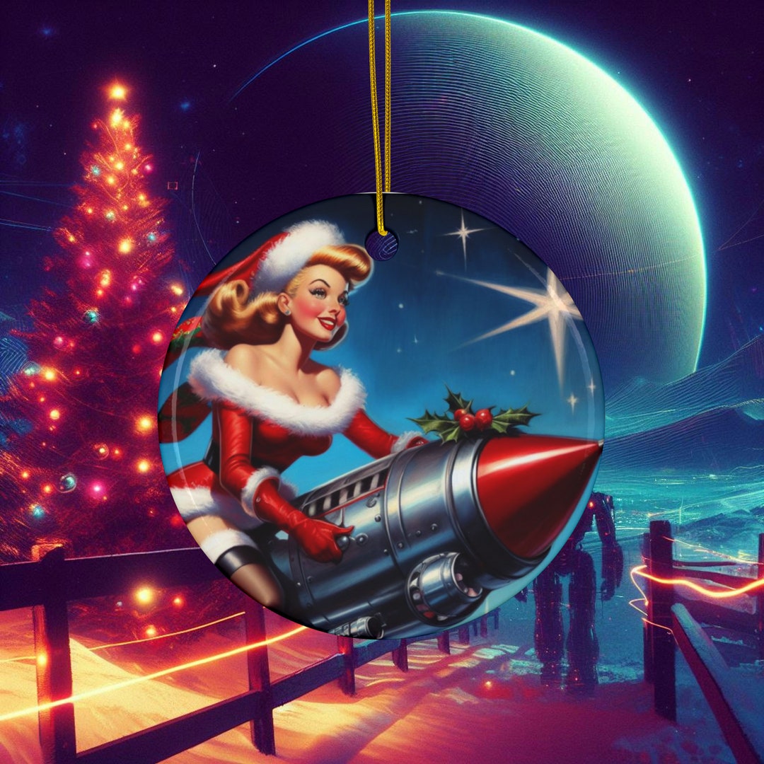 Retro Rocket Girl Christmas Ornament 4 two-sided Print Not Just One ...
