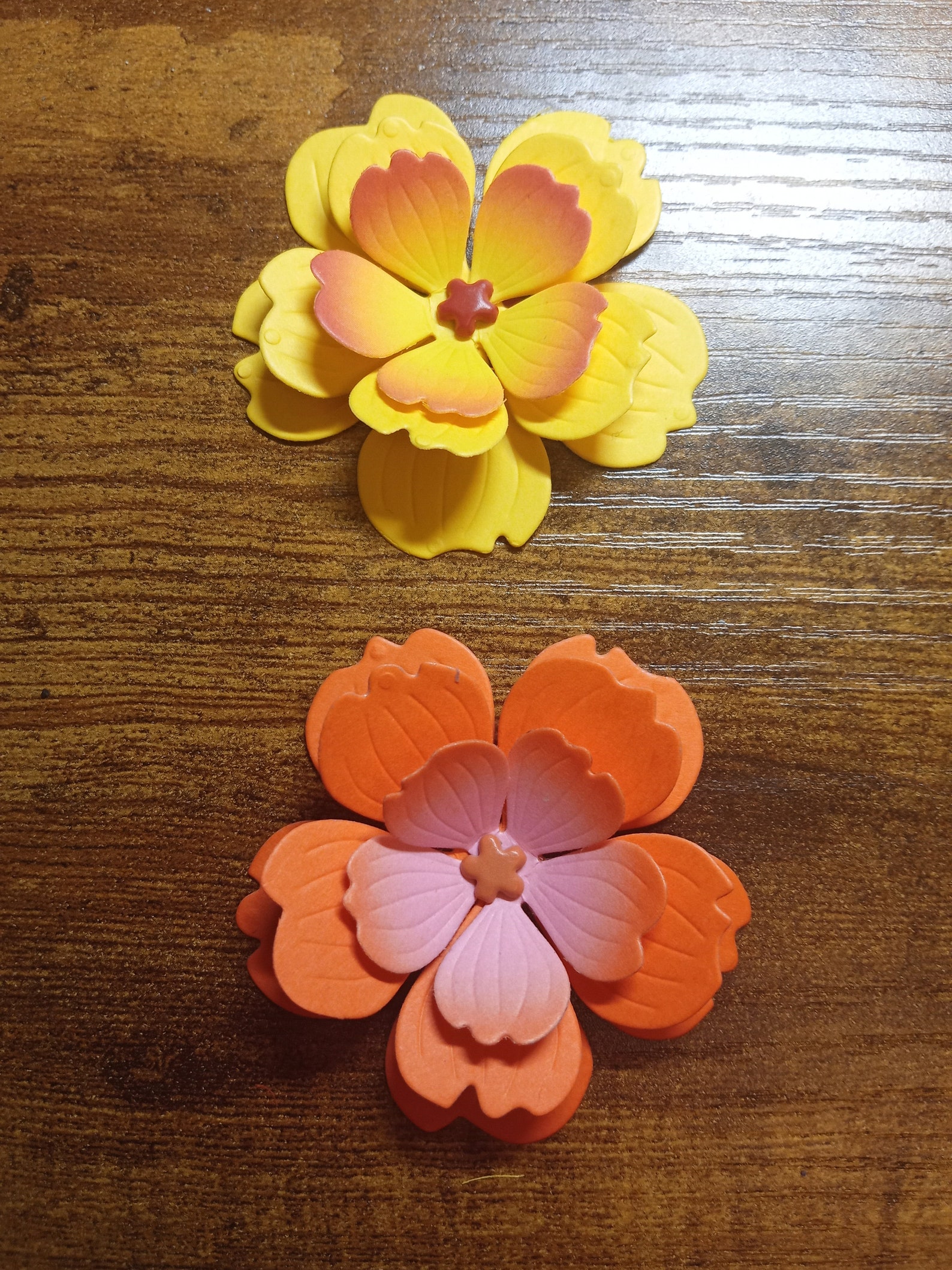Layered Flower Paper Die Cuts - Set of 5 Orange or 5 Yellow. - Etsy