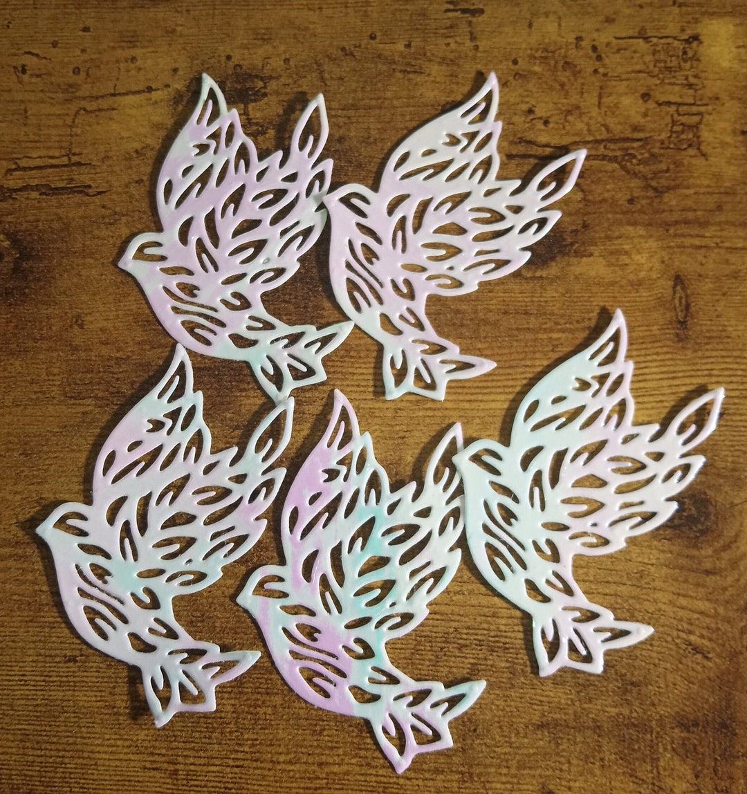 White Iridescent Doves - Paper Die Cuts - Set of 5 - Etsy