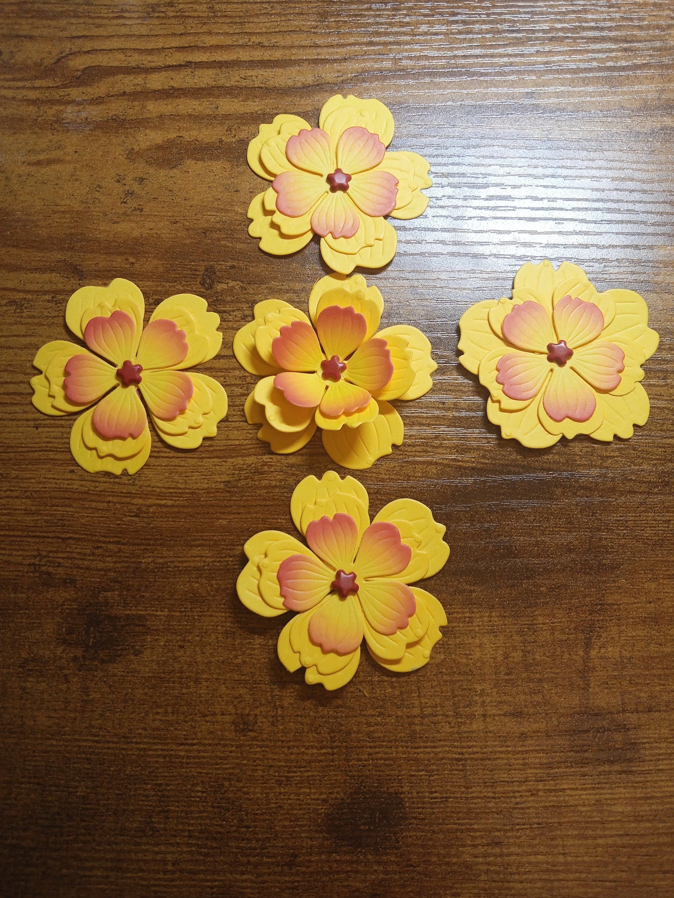 Layered Flower Paper Die Cuts - Set of 5 Orange or 5 Yellow. - Etsy