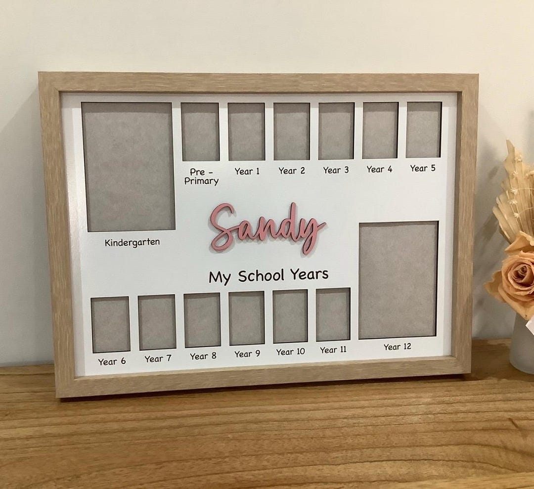 Personalised School Years Frame 3D Style A3 Sized With Light Brown ...