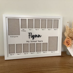 Personalised School Years Frame 3D Style A3 Sized White Wooden Photo ...