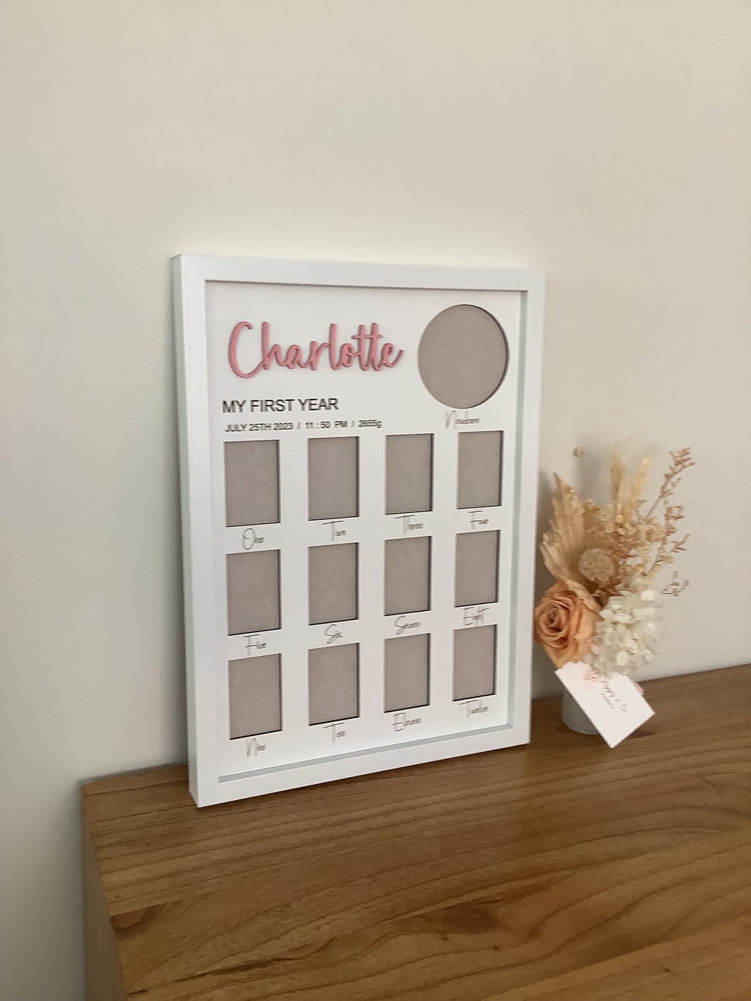 3D Style Personalised Babys First Year A3 Photo Frame / One Year ...