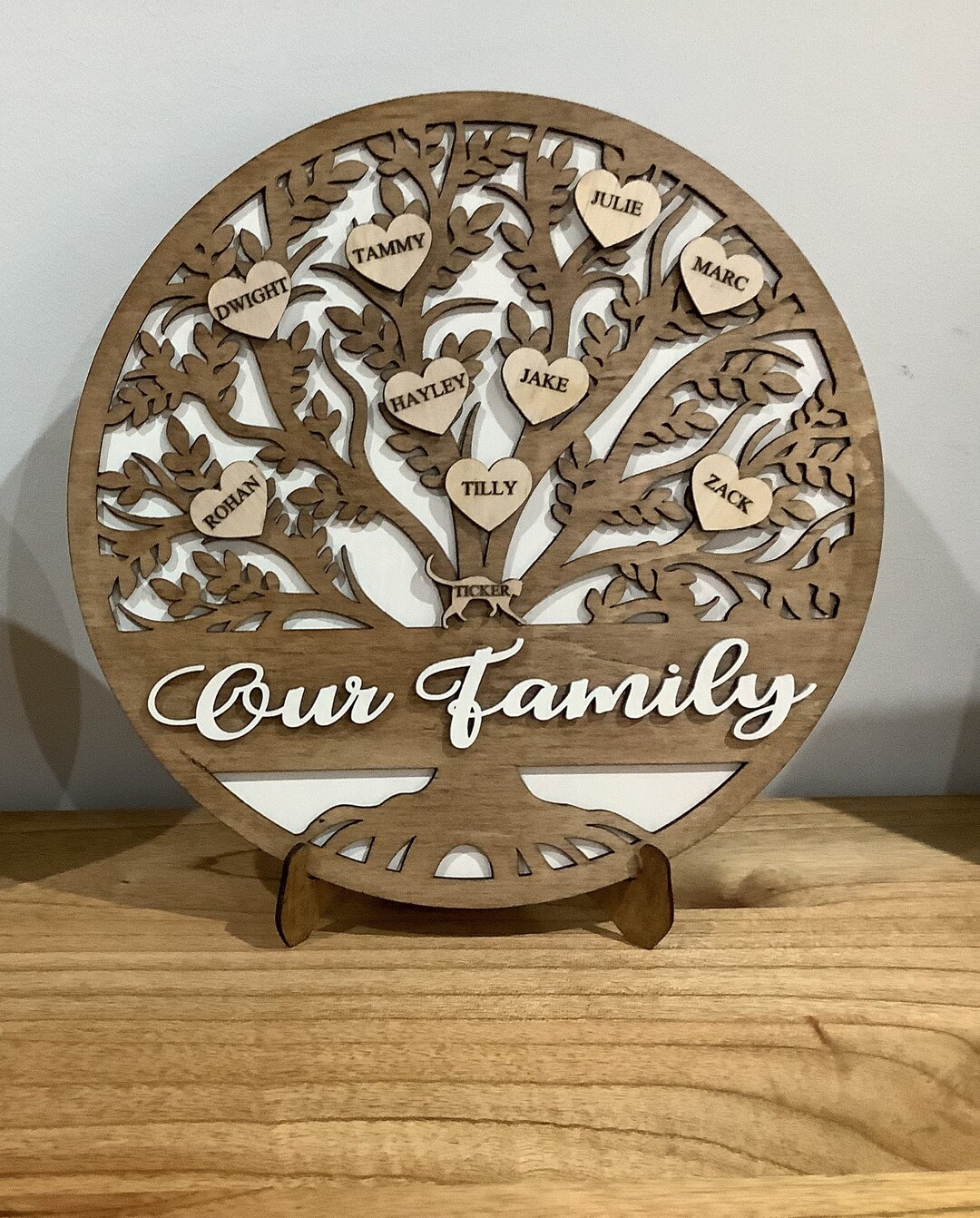 Personalised Beautiful Family Tree and Stand 3 Different Sizes ...