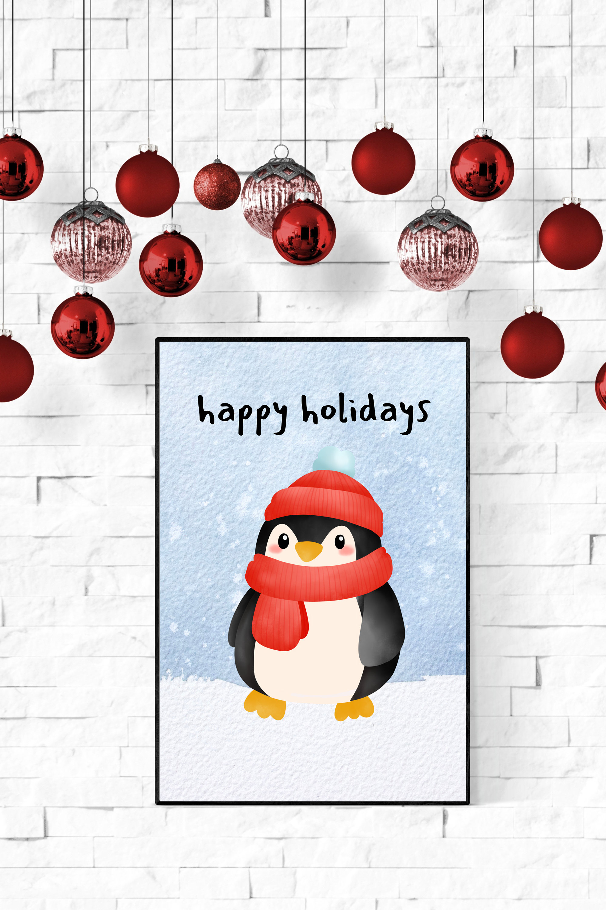 Penguin Christmas Decor, Happy Holidays Penguin, Cute Penguin Christmas ...