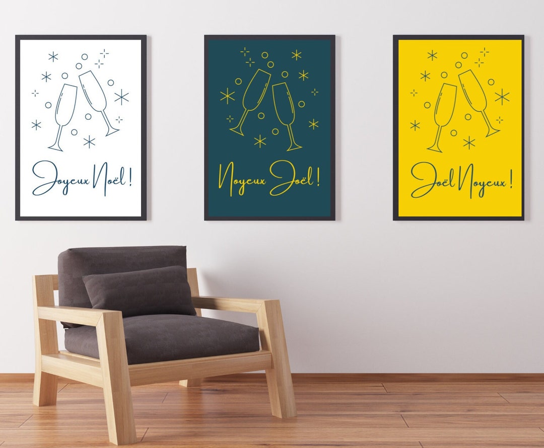 Joyeux Noel Prints, French Christmas Prints, Digital Downloadable Art ...