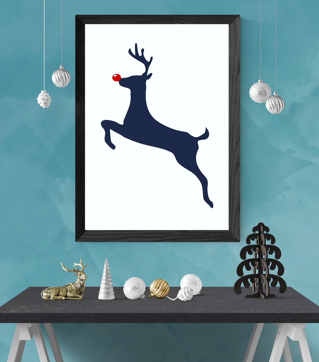 Digital Download, Rudolph the Red Nosed Reindeer Holiday Print, Cute ...