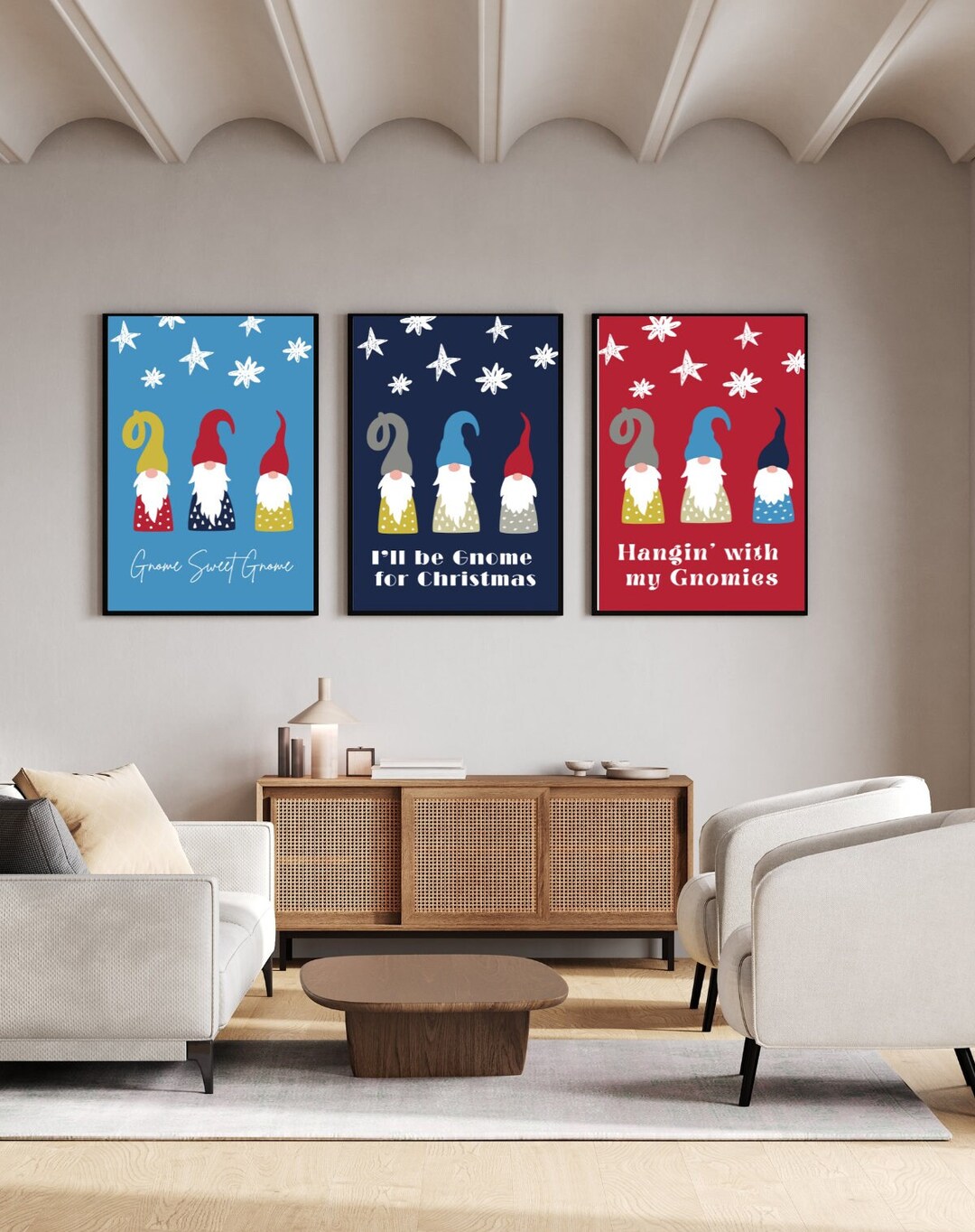 Gnome Holiday Print Bundle, 3 Christmas Prints, Instant Digital ...