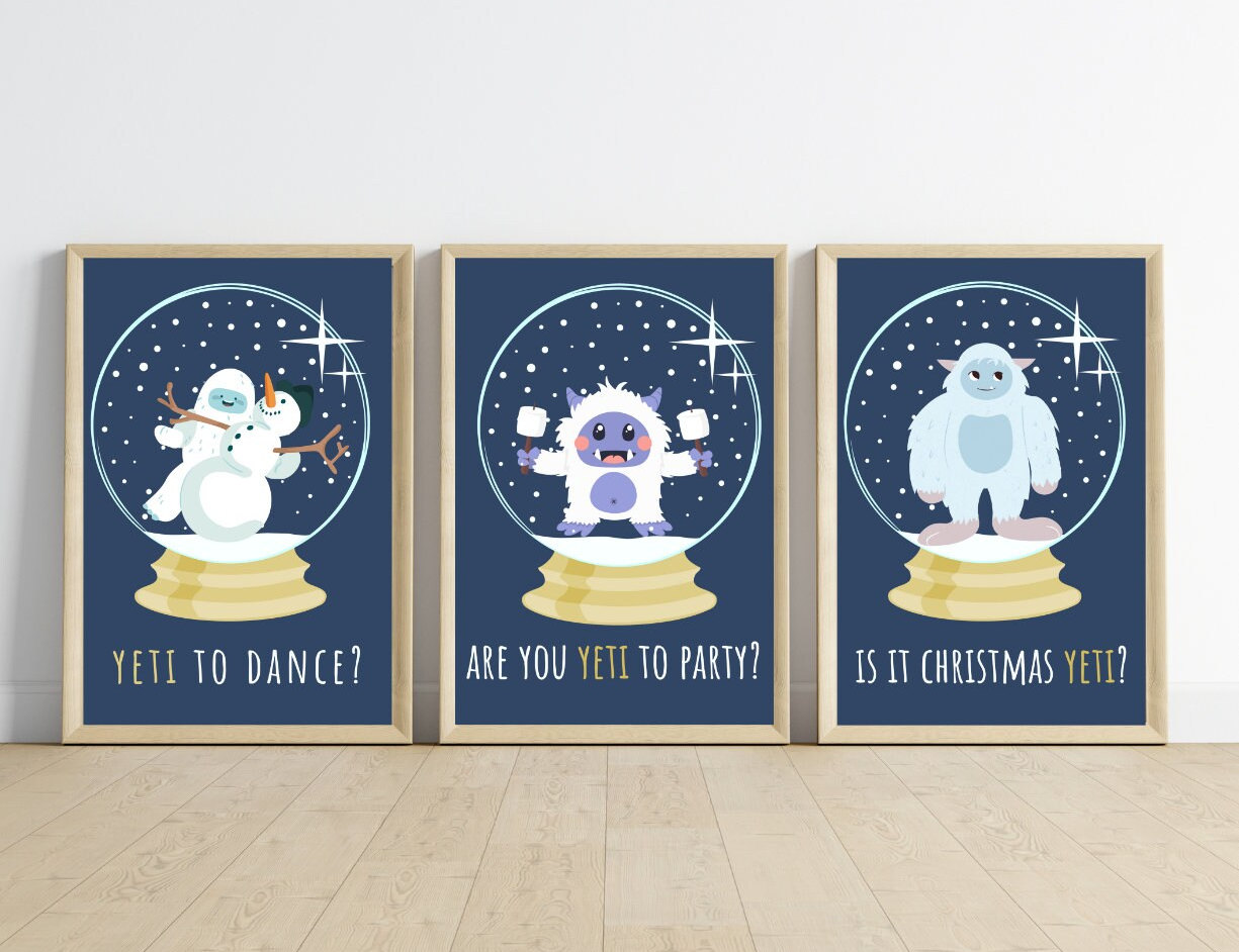 Yeti Holiday Print Bundle, 3 Yeti Christmas Prints, Funny Holiday Decor ...