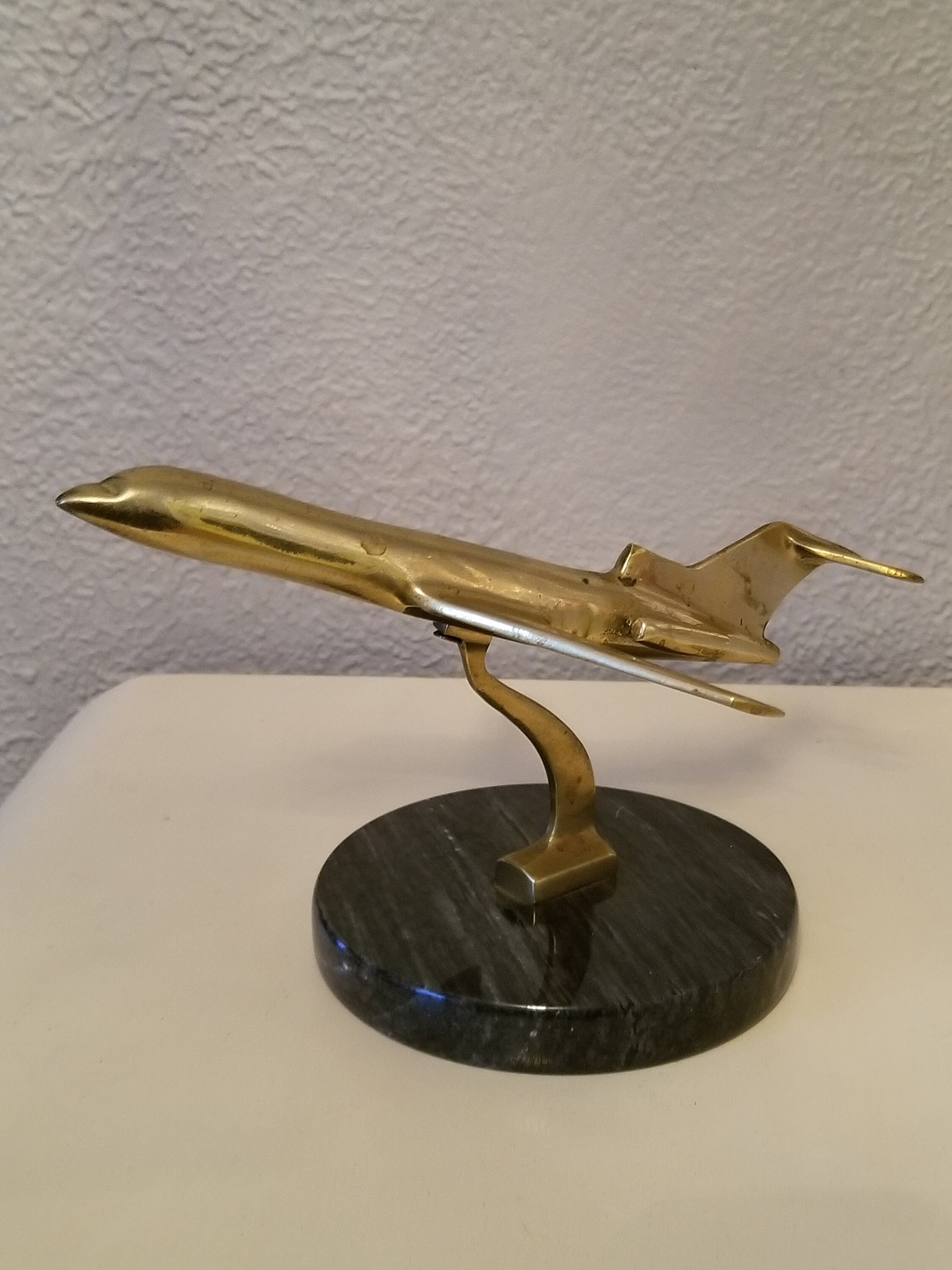 Vintage Brass Airplane Paperweight on A Marble Base, Vintage Brass ...