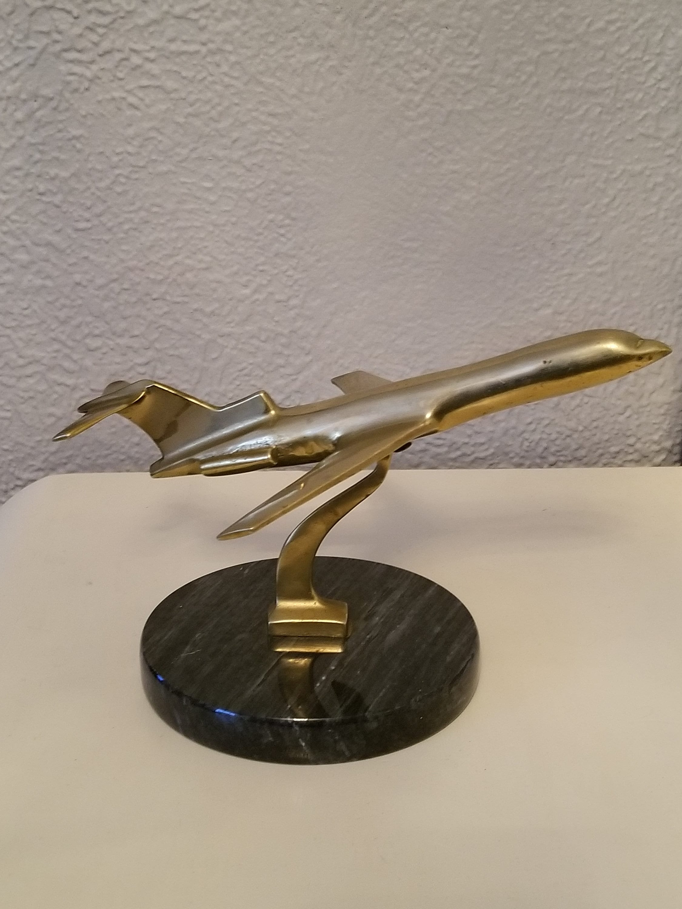 Vintage Brass Airplane Paperweight on A Marble Base, Vintage Brass ...