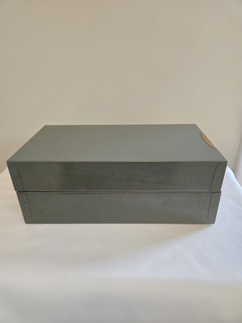 Vintage Industrial Index Card Storage Box | Metal Index Card Box | Made ...