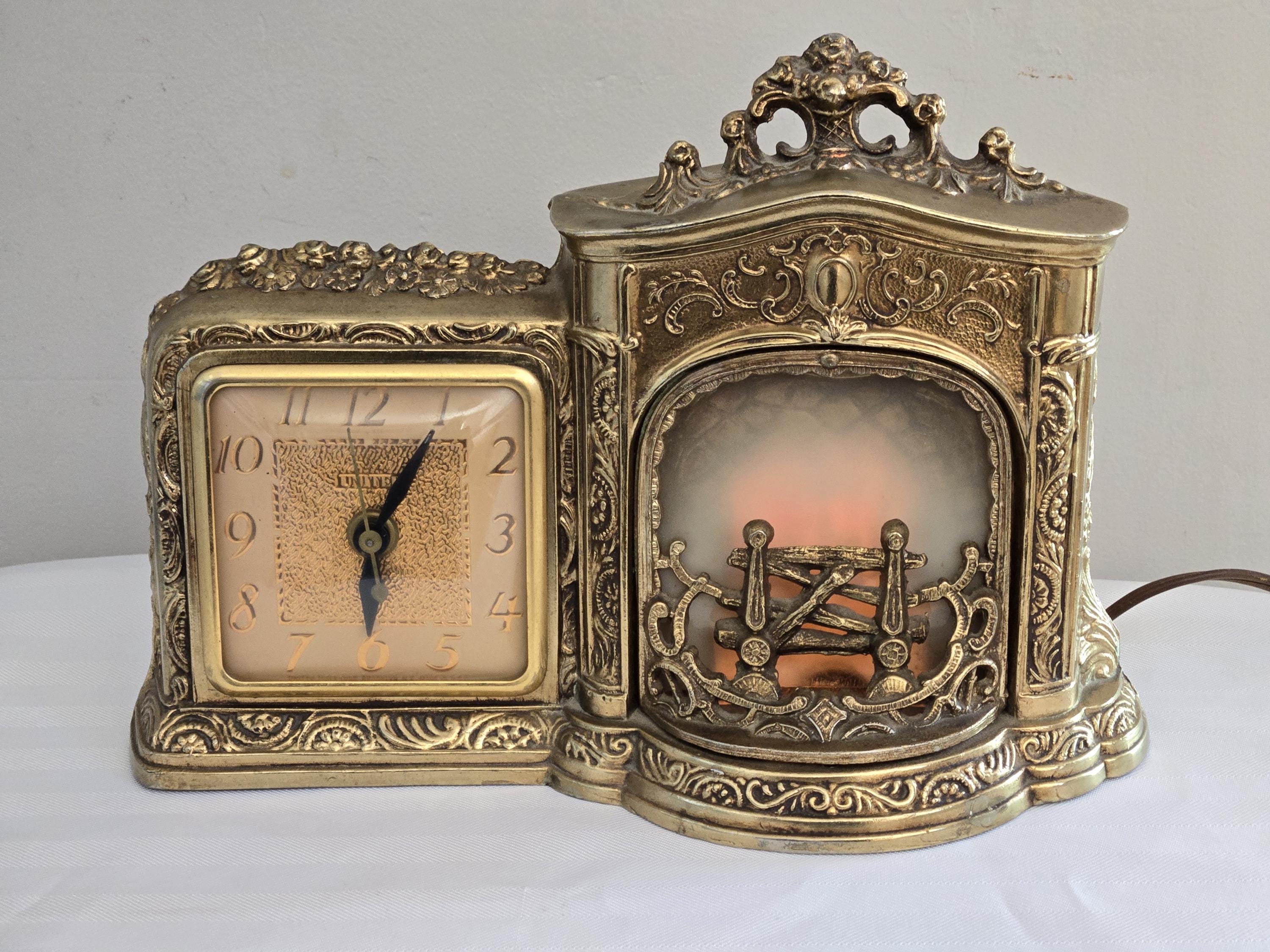 Vintage United Motion Fireplace Clock Model 455 United Clock Corp ...