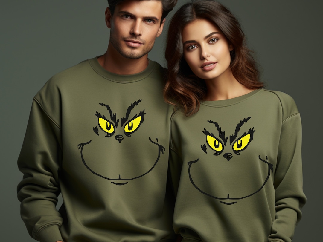 Unisex Grinch Face Sweatshirt, Family Xmas Grinch Sweater, Xmas Grinch ...