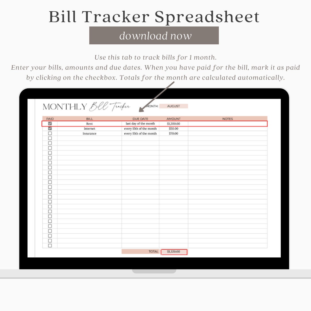 Bill Tracker Spreadsheet • Budget Spreadsheet • Budget Planner ...