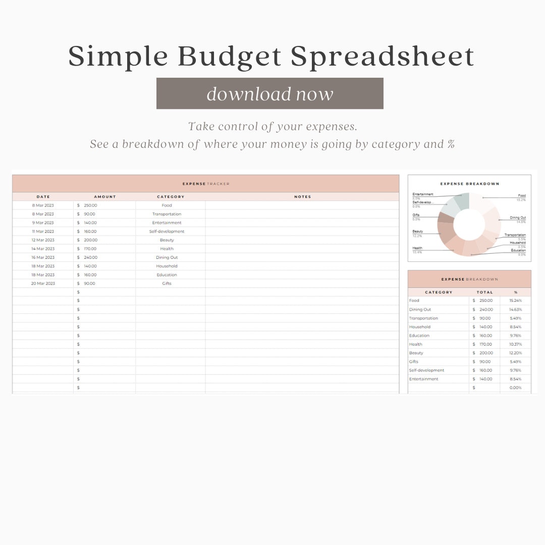 Simple Budget Planner for Google Sheets • Budget Spreadsheet • Budget ...