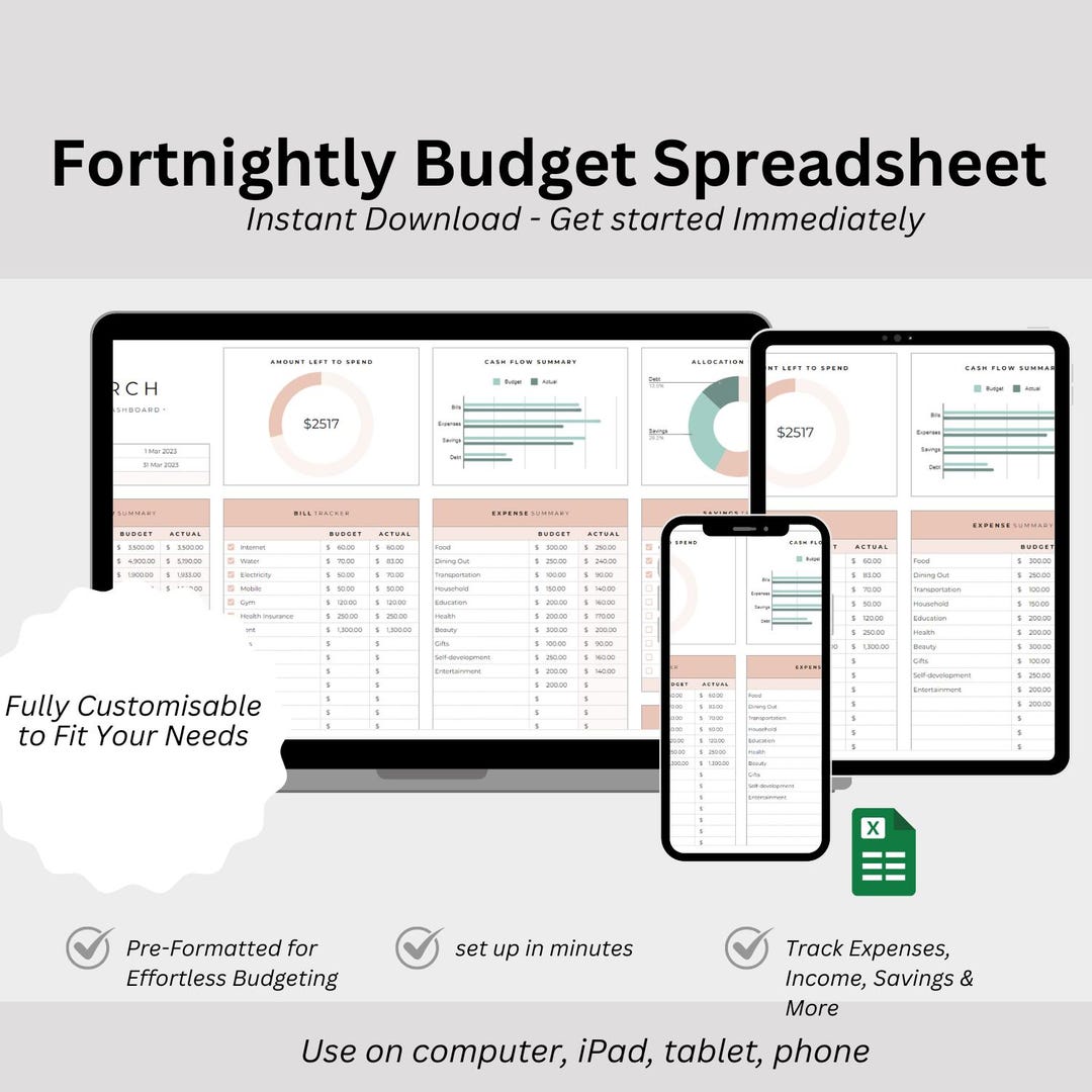 Fortnightly Budget Planner for Google Sheets • Budget Spreadsheet ...