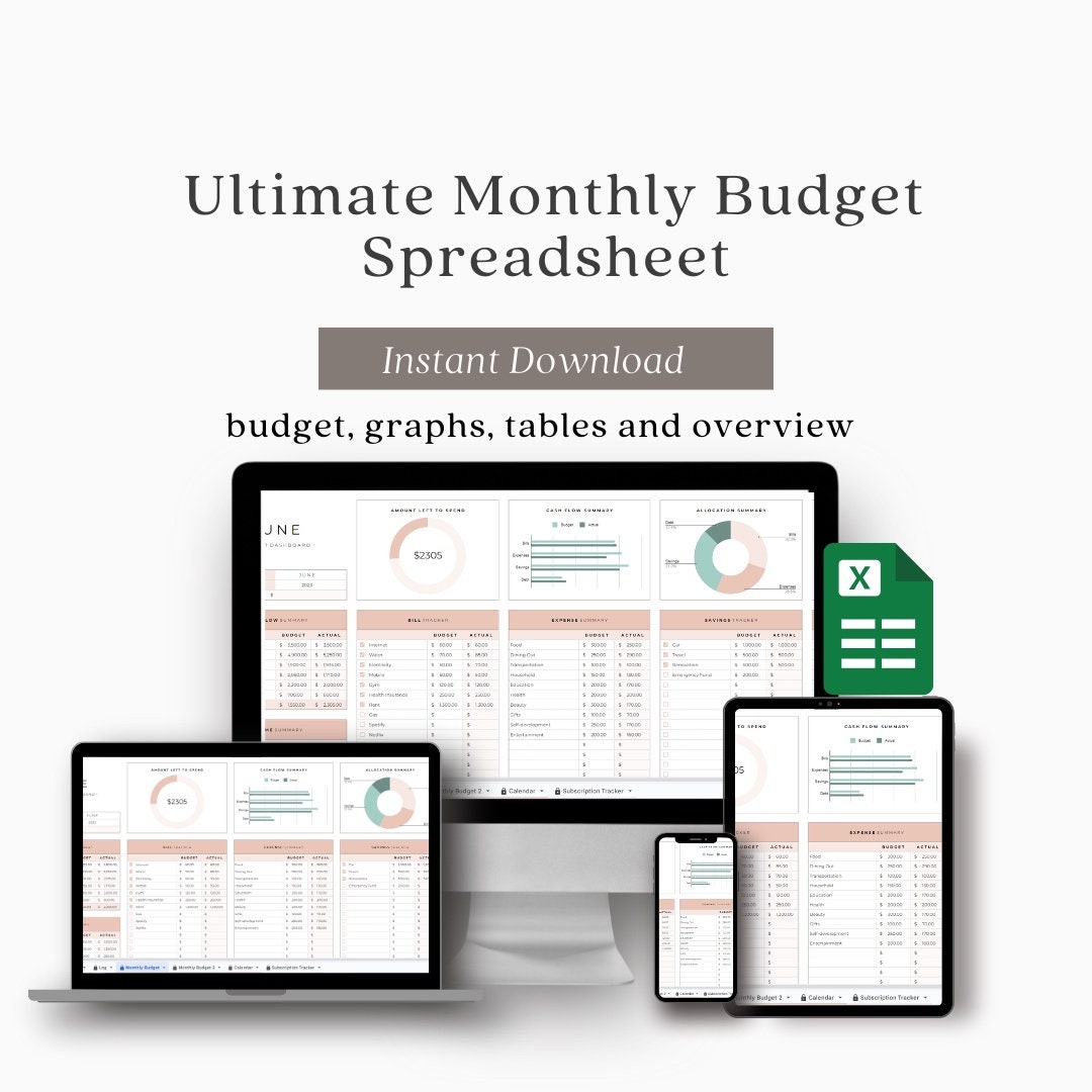Ultimate Monthly Budget Google Sheets • Budget Spreadsheet • Budget ...