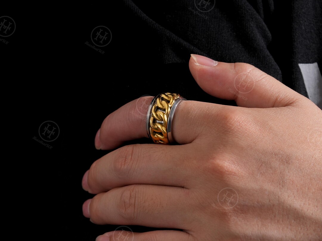 Rotating Chain-link Stainless Steel Ring – Bold, Interactive Men's ...