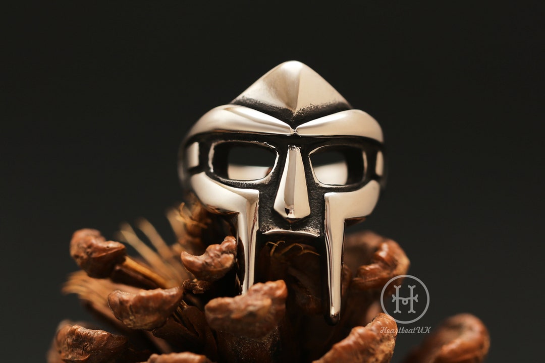 Silver MF DOOM Ring - Steel DR Doom Ring - Villain Mask Ring for Men ...