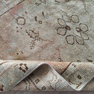 3x5 Faded Green Faded Red Vintage Rug, 3x5 Brown Motifs Oushak Rug ...