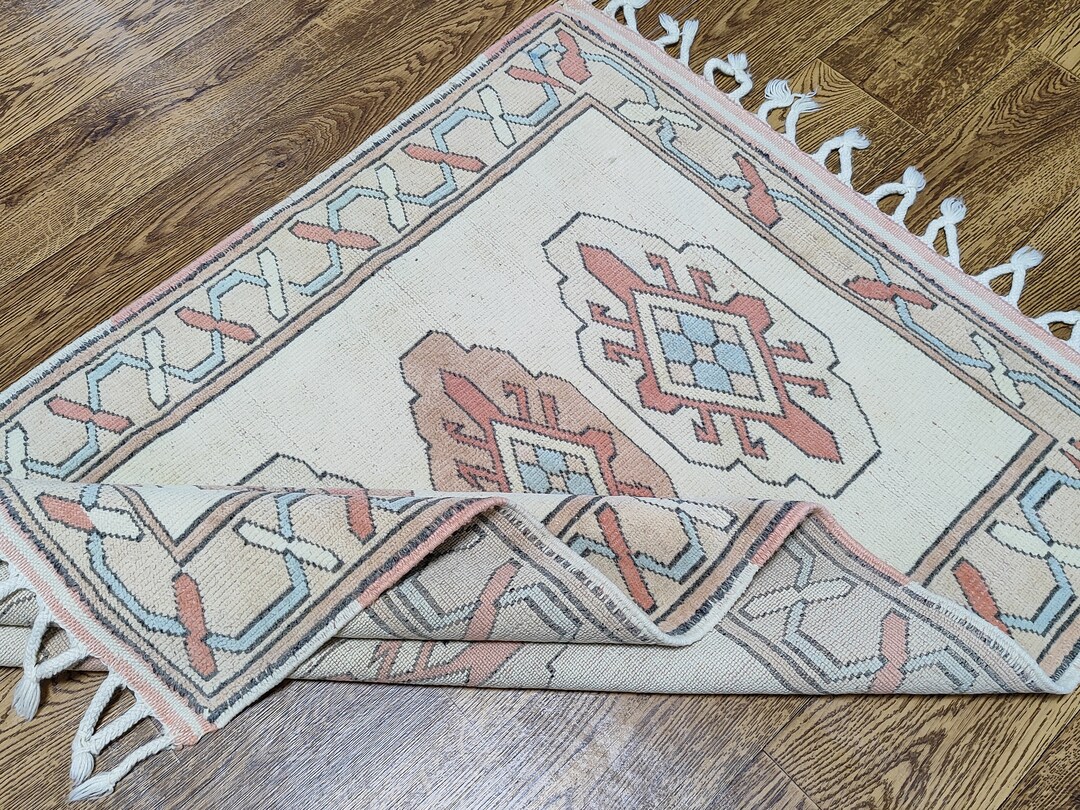 2x4 Yellow Red Turkish Rug, 2x4 Red Yellow Oushak Rug, Handmade Vintage ...