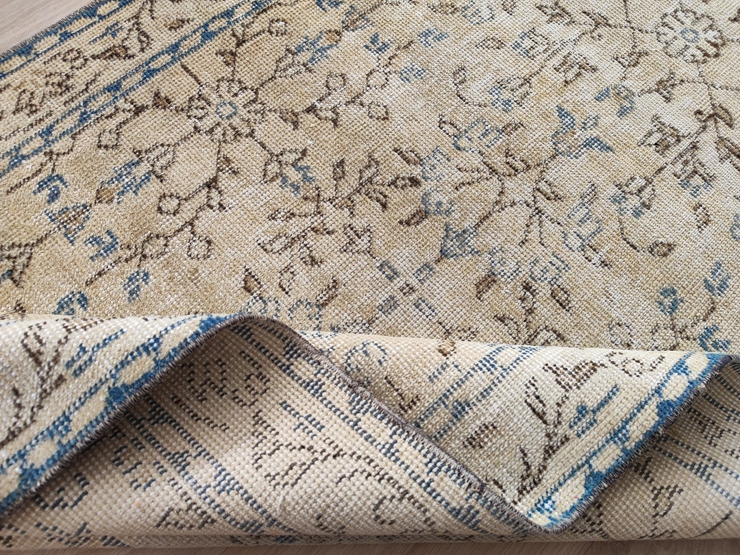 3x6 Faede Green Blue Oushak Runner, 3x6 Blue Brown Vintage Runner ...