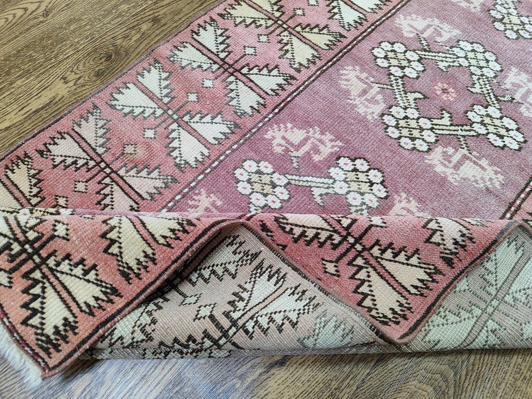3x6 Red Pink Oushak Runner Rug 3x6 Floral Red Pink Runner - Etsy