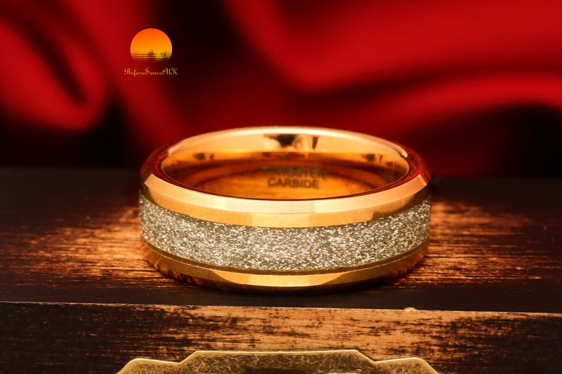 Personalized Tungsten Carbide Rings, Smooth 8mm Rose Gold Rings, Silver ...