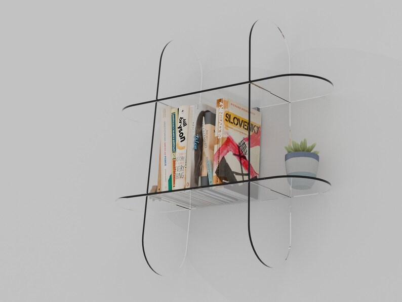 2-tier Floating Bookshelf SVG DXF Plan: Modern Minimalist DIY Decor ...
