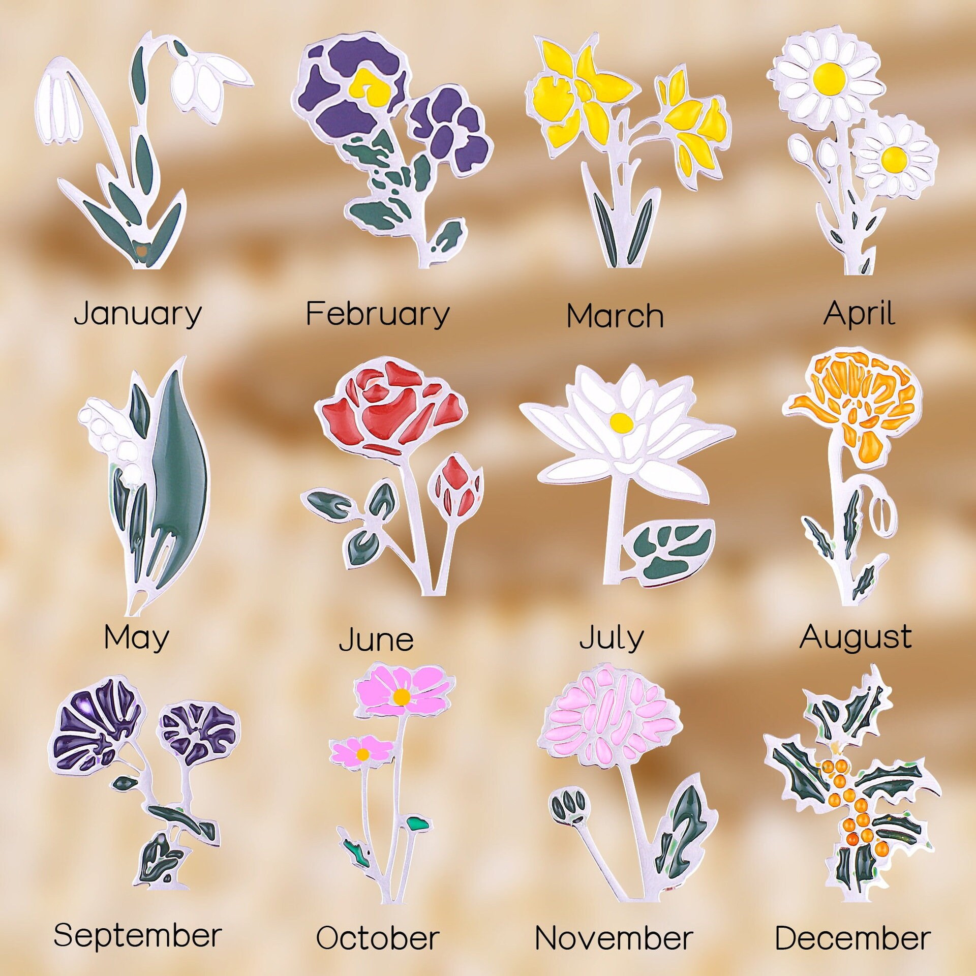 Personalized Birth Flower Book Marks, Custom Name Silver Bookmark ...