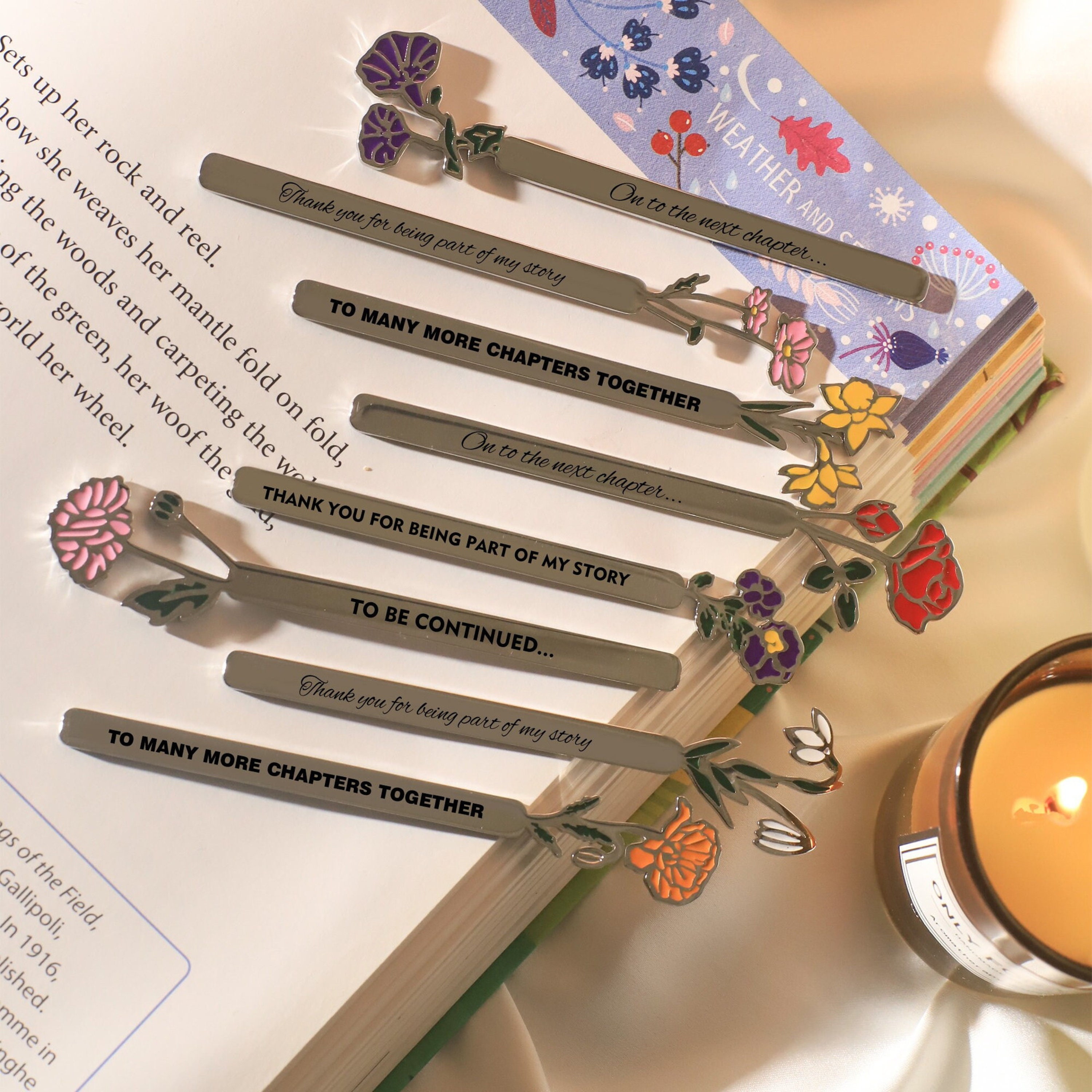 Personalized Birth Flower Book Marks, Custom Name Silver Bookmark ...