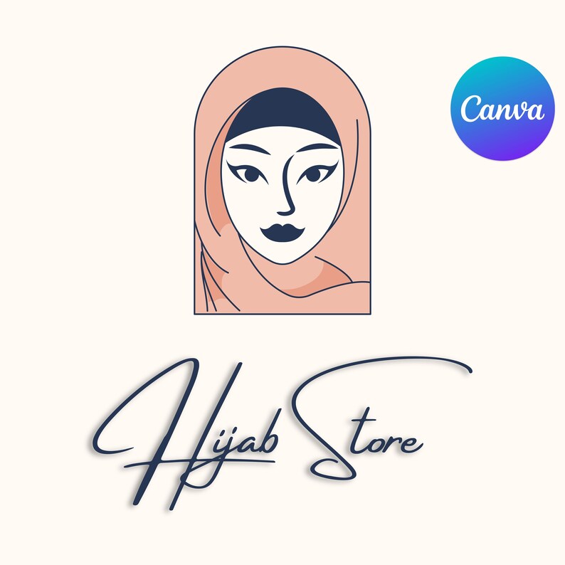 Hijab Store Logo Muslim Logo Hijab Hair Salon Woman Coiffeur Canva Logo Template Hijab