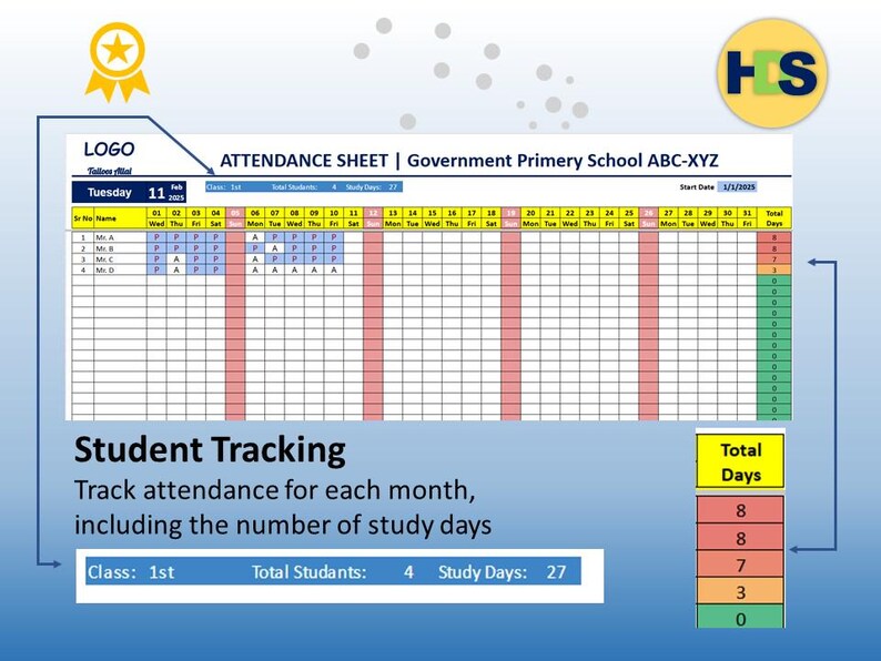 Monthly Class Attendance Sheet Template: Editable, Beginner Friendly ...