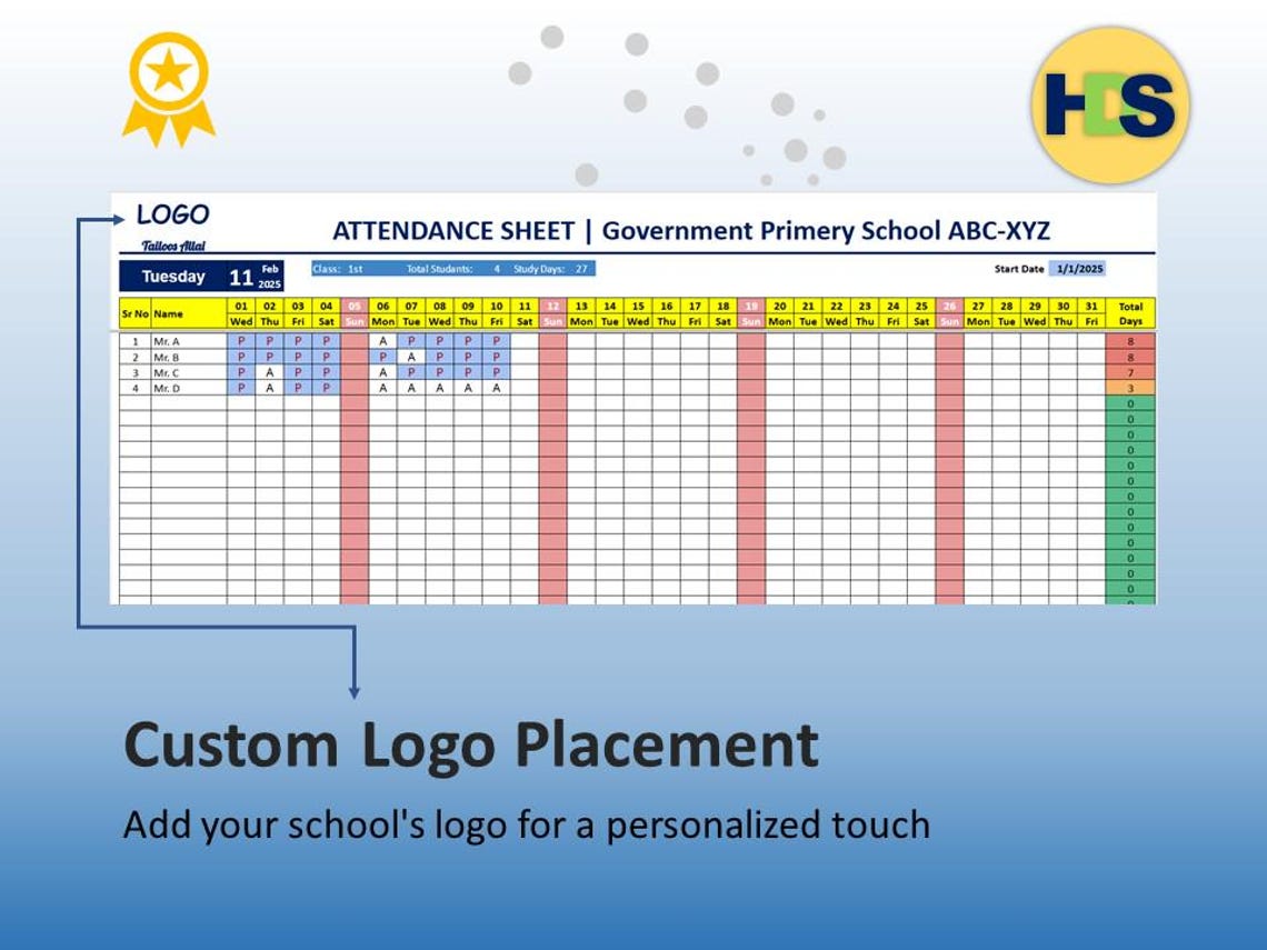 Monthly Class Attendance Sheet Template: Editable, Beginner Friendly ...
