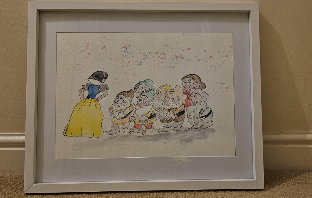 Snow White and Seven Dwarfs Watercolour in Frame - Etsy