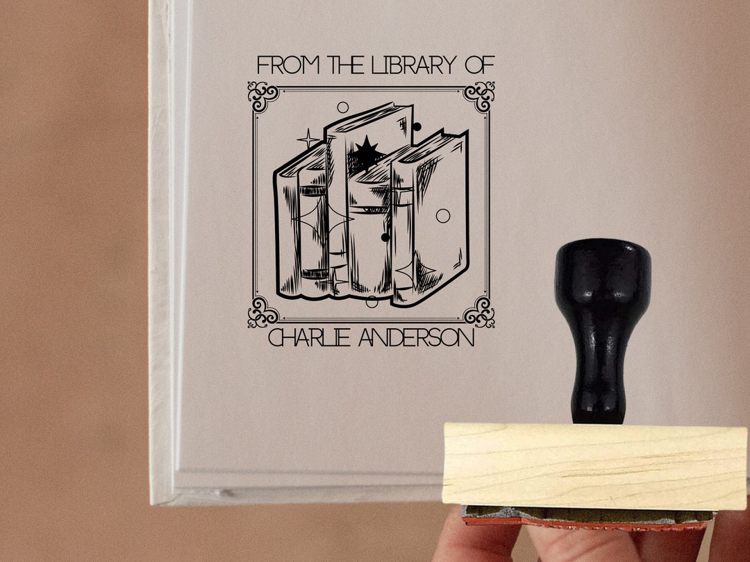 Retro Stamp,block Printing, Asian Garden Art, Custom Book Library Stamp ...