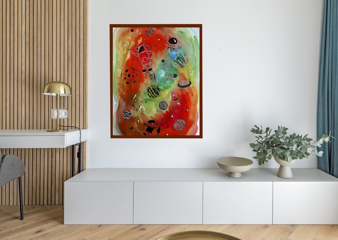 Floating in Space, Modern Art, Abstract Wall Art, Hand Painted, Wall ...