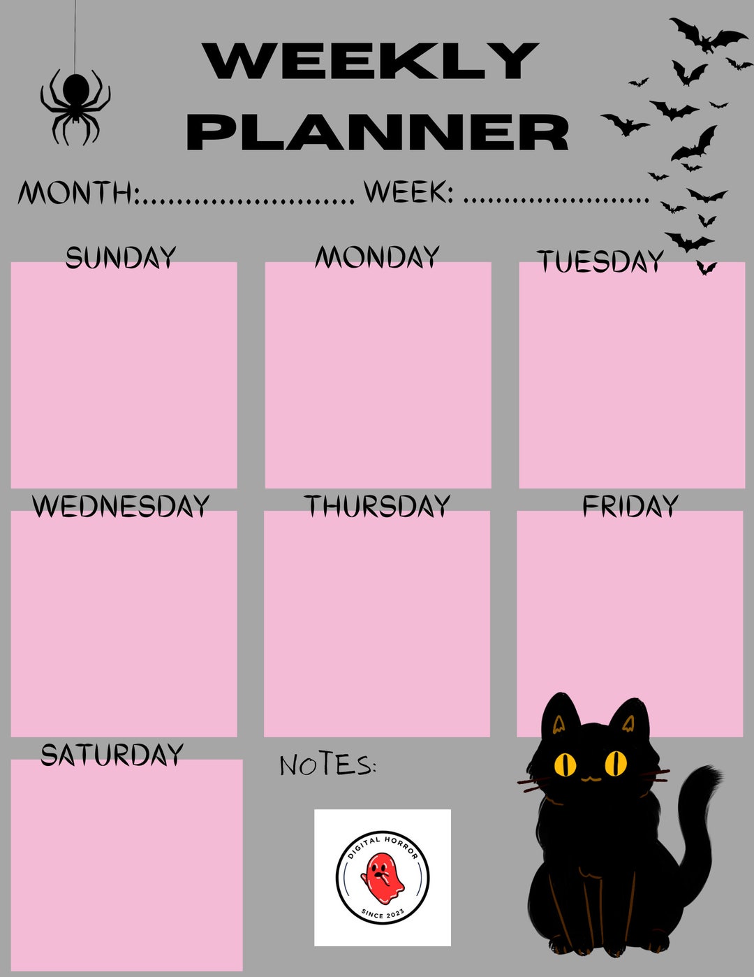 Spooky Themed Weekly Planner - Etsy