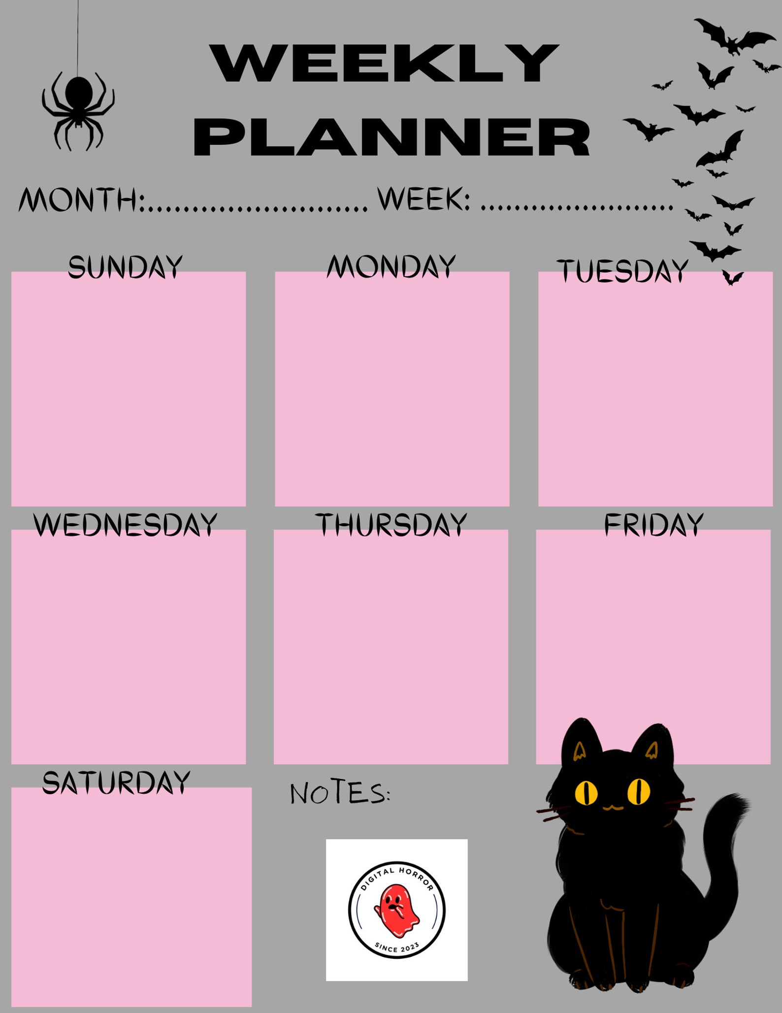 Spooky Themed Weekly Planner - Etsy