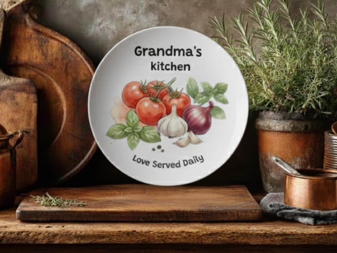 Custom Grandma Plate • Personalized Nanny Kitchen Dish • Nonna Style ...