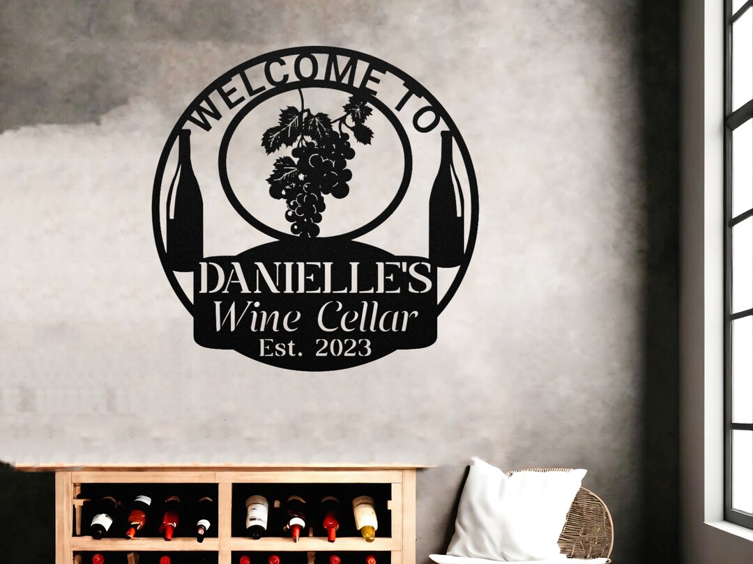 Custom Metal Wine Cellar Sign Personalized Wine Wall Art for Home Decor ...