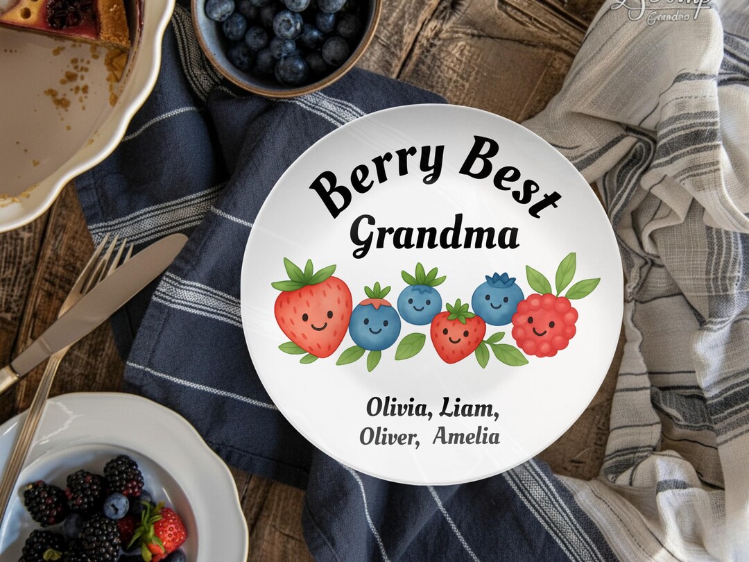Berry Best Grandma Plate Personalized Gift for Grandma, Cute Fruit ...
