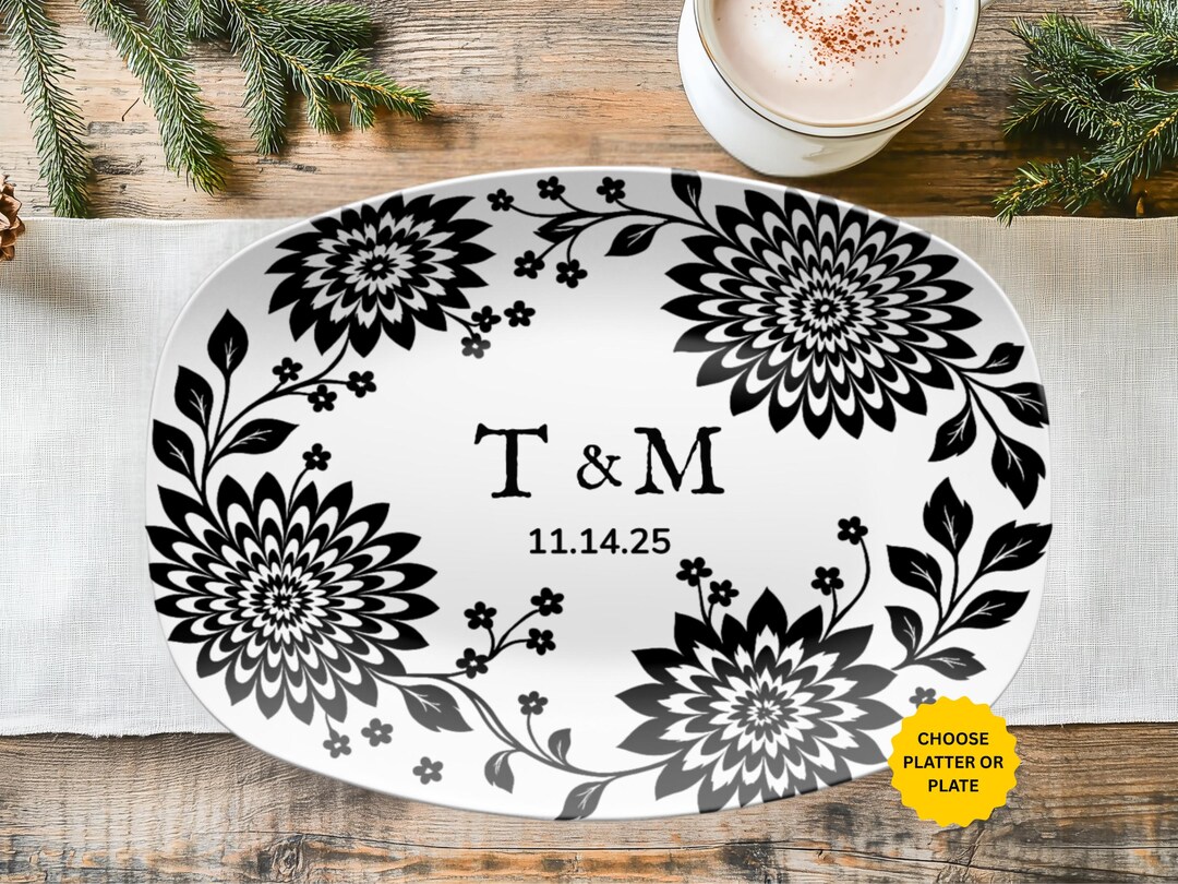 Couple Plate – Personalized Wedding Platter With Initials & Date ...
