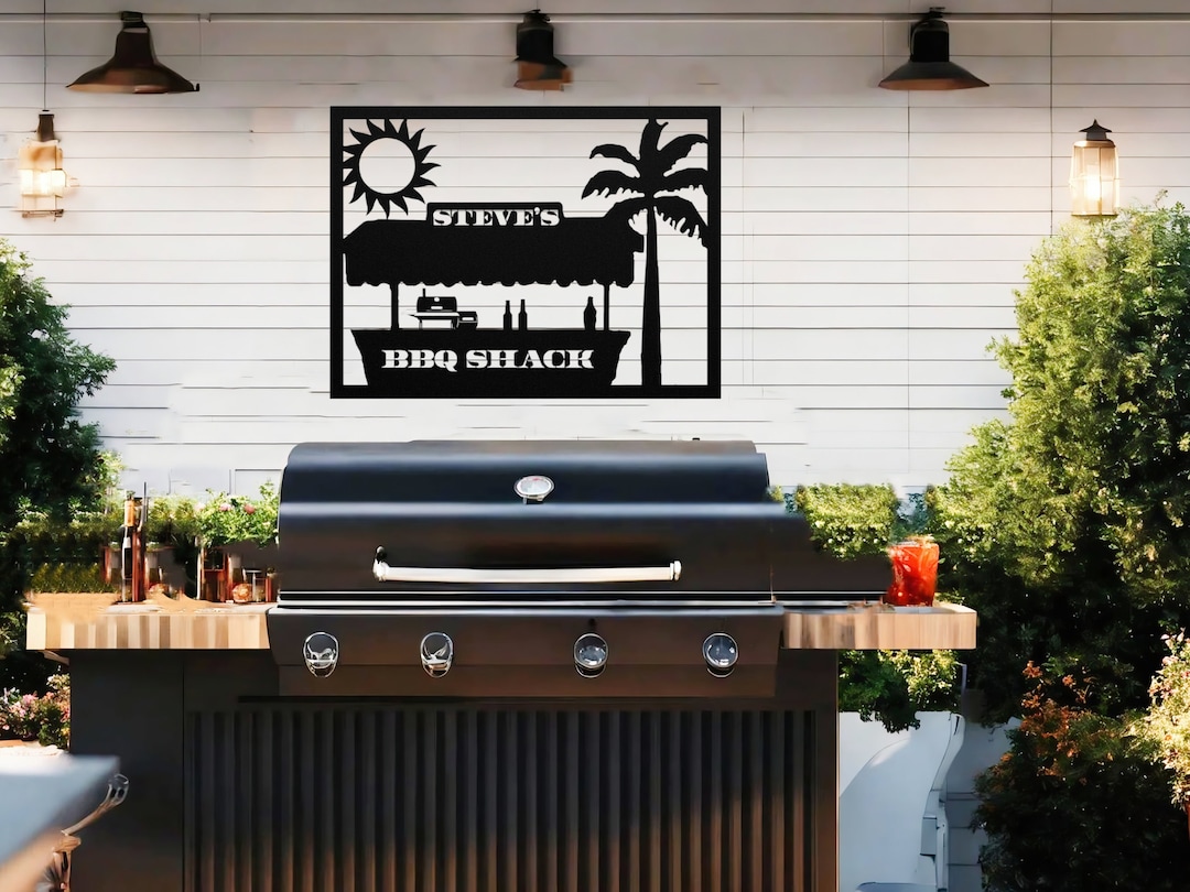 Personalized BBQ Shack Metal Sign Custom Bar and Grill Wall Art for ...